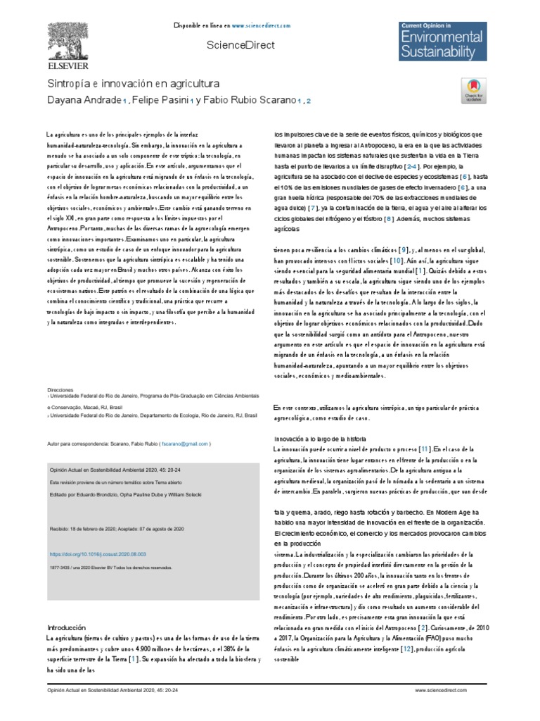 Sintropia en La Innovacion de La Agricultura | PDF | Agroecología ...