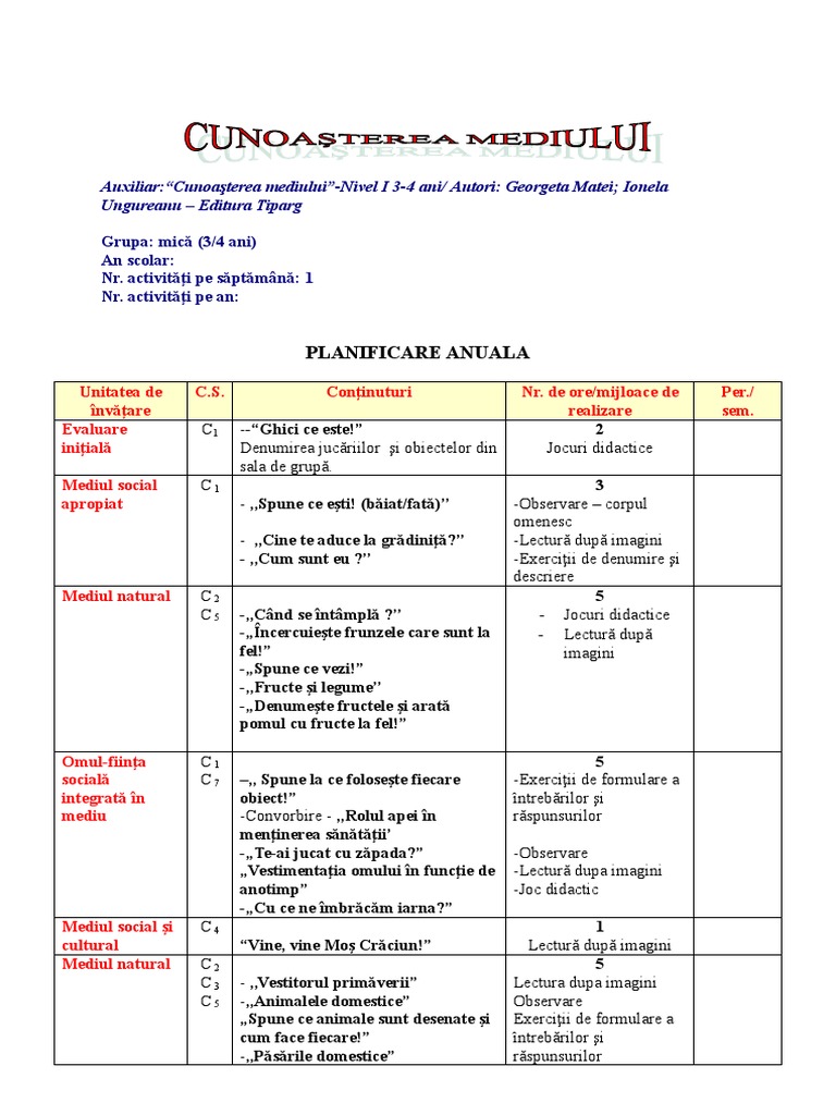 Planificare - DS - CM - GR Mica + GR Mijlocie | PDF