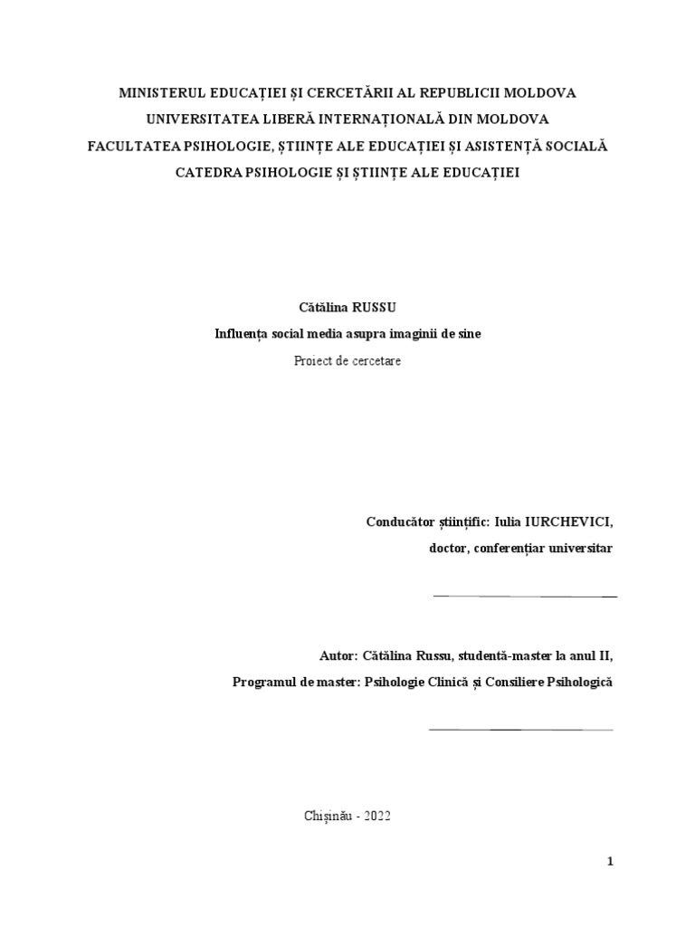 Proiect de Cercetare Final Catalina Russu | PDF