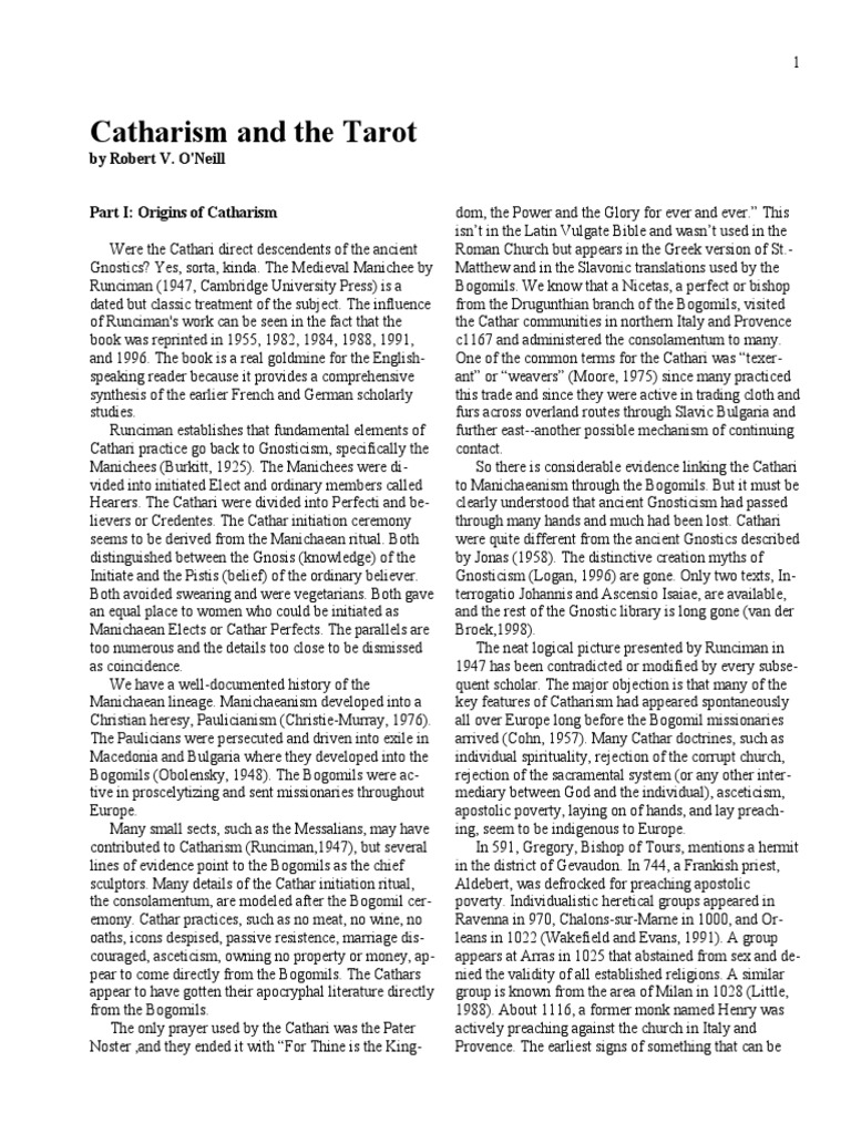 Catharism and The Tarot | PDF | Catharism | Gnosticism