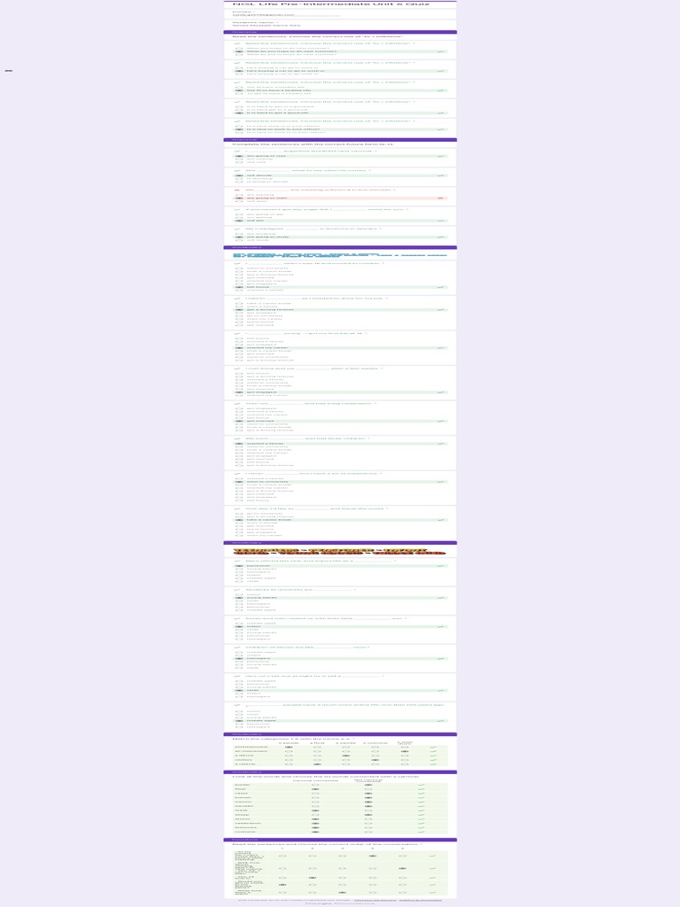 NGL Life Pre-Intermediate Unit 6 Quiz | PDF