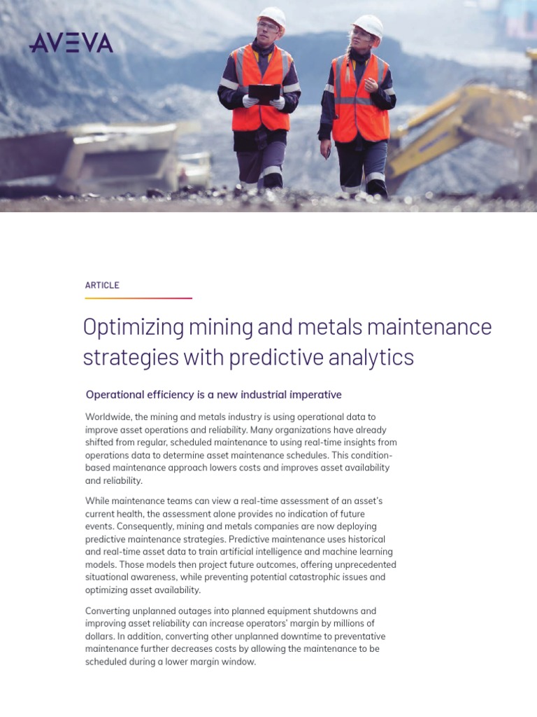 Article - AVEVA Predictive Analytics Metals and Mining | PDF | Analytics | Predictive Analytics