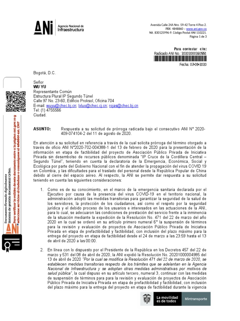 Prórroga plazo presentación factibilidad IP Segundo Túnel | PDF | Asociación público-privada ...