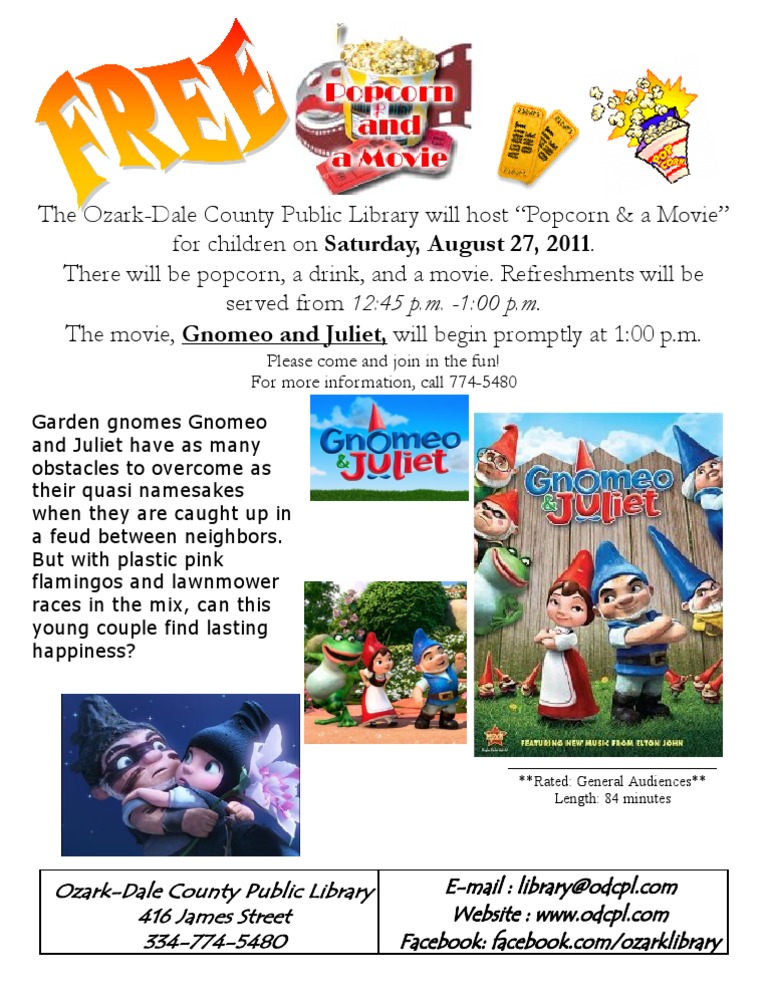 Gnomeo and Juliet Movie Event Details | PDF | Language Arts ...