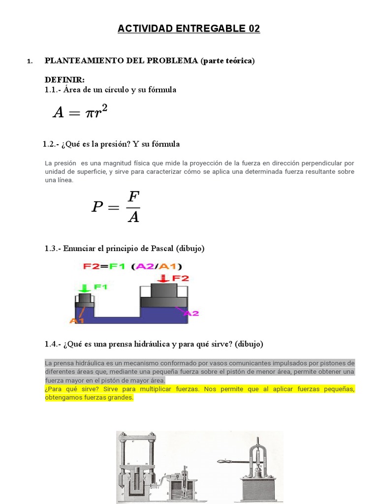Actividad Entregable 02-2022 1 | PDF | Presión | Fuerza