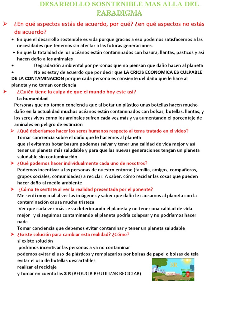 Desarrollo Sosntenible Mas Alla Del Paradigma Pdf Contaminación