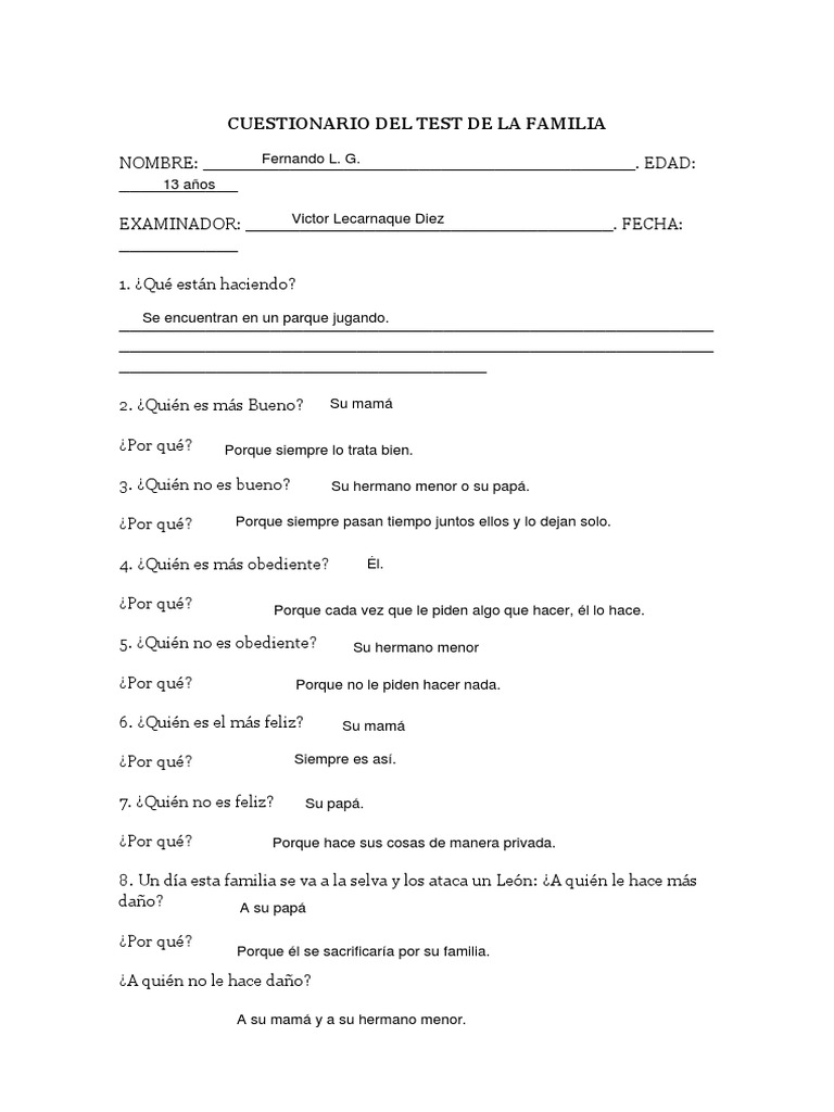 Preguntas Del Test de La Familia | PDF