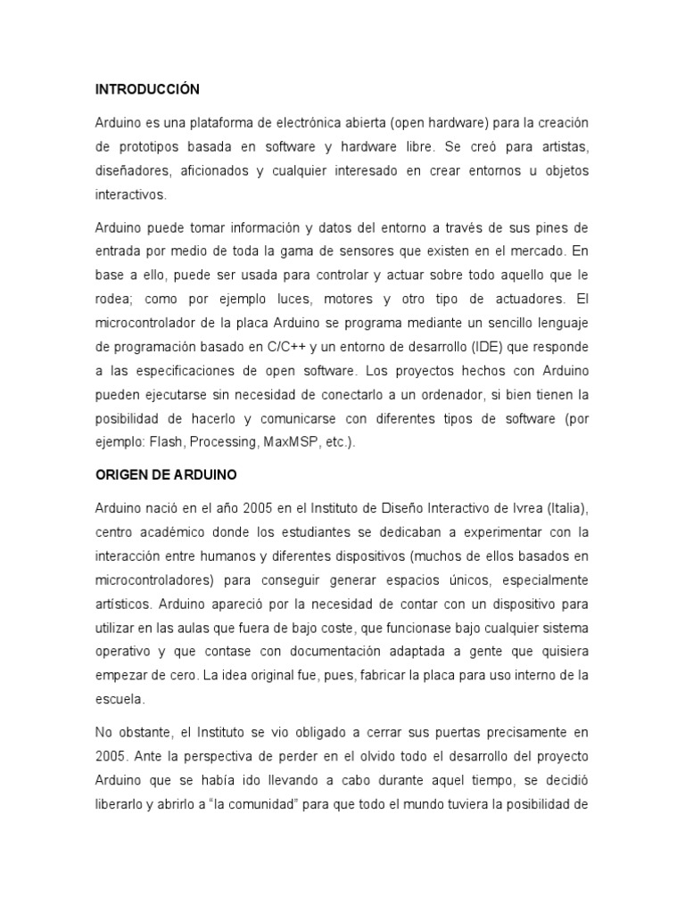 Introducción Arduino | PDF | Software libre | Arduino Introducción Arduino | PDF | Software libre | Arduino