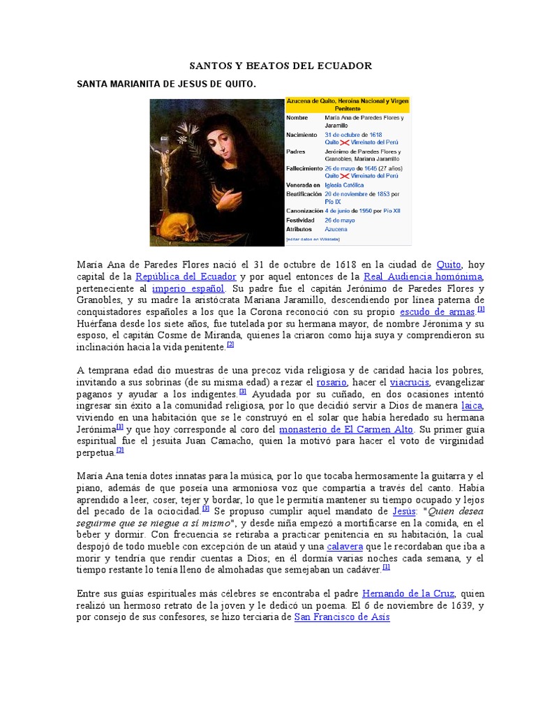 Santos y Beatos Del Ecuador | PDF