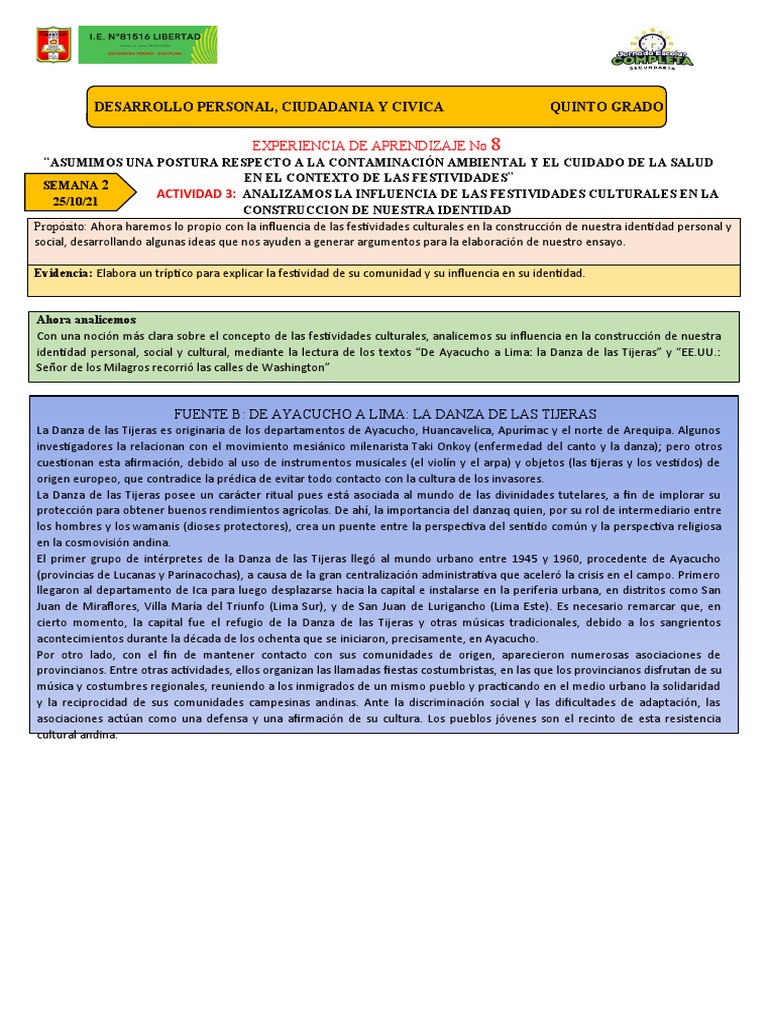 EDA 8 Sem 2 5to Grado | PDF