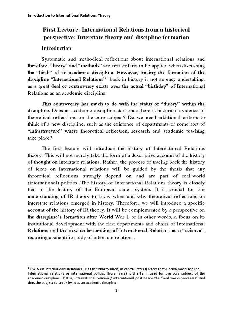 History of International Relations Theory | PDF | International ...