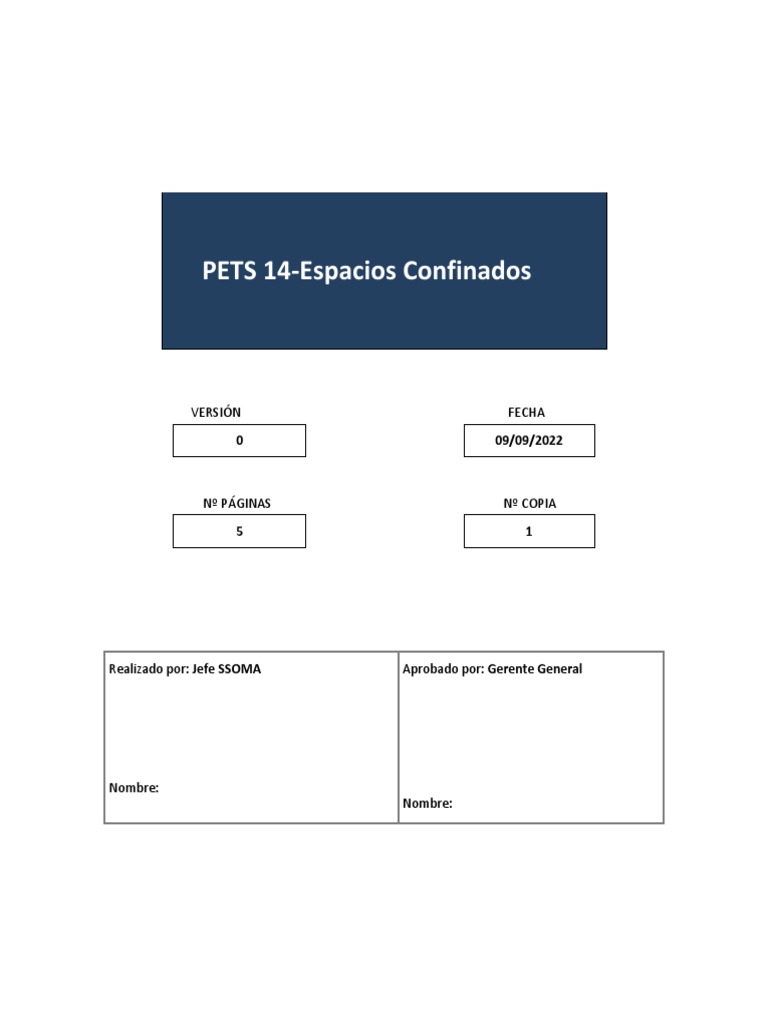 PETS 14 Espacios Confinados | PDF