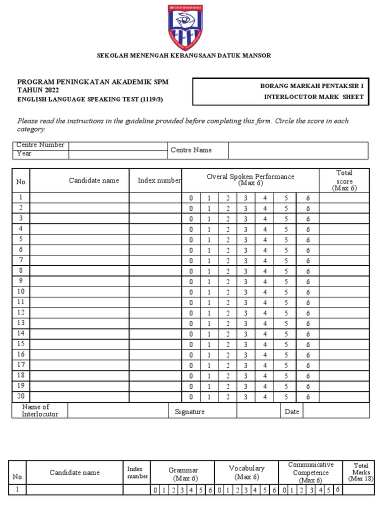 Listening Mark Sheet | PDF | Linguistics | Cultural Assimilation
