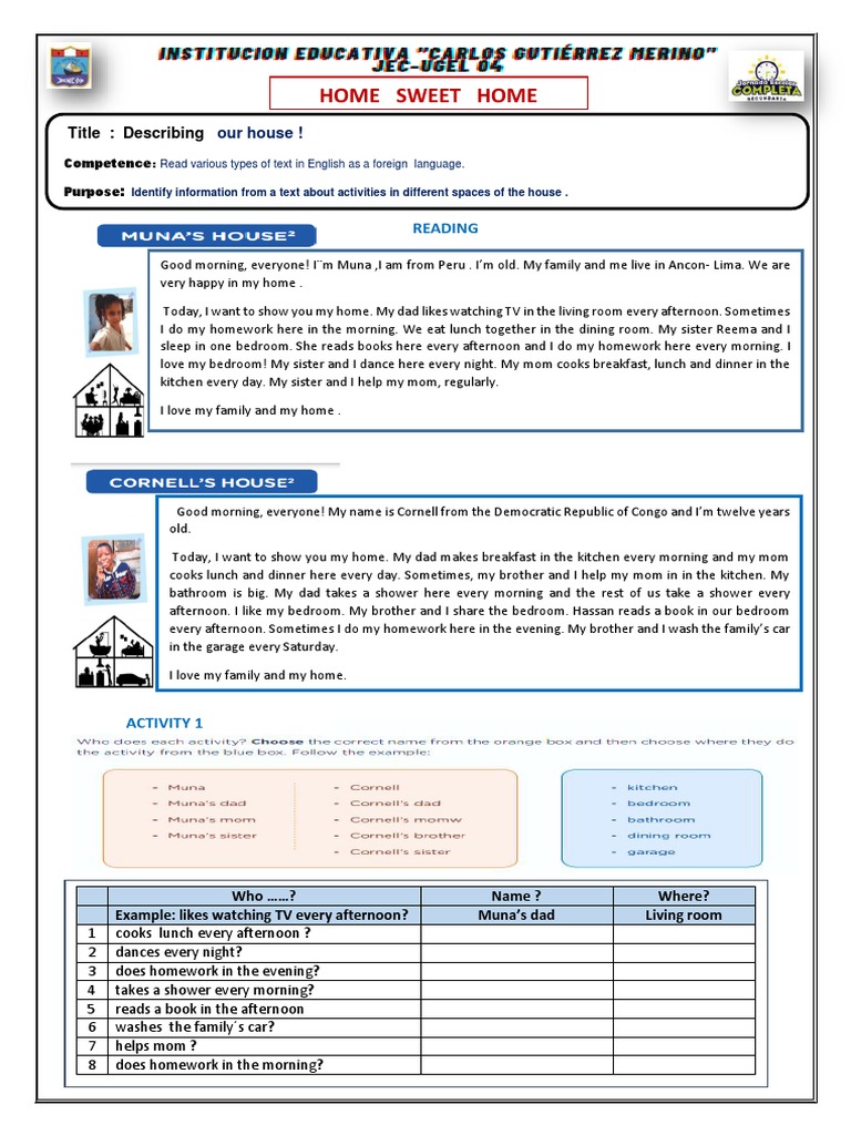 Describing Our House Worksheet | PDF | Food And Drink | Home
