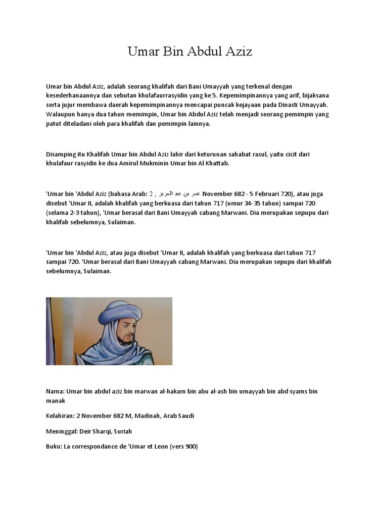 Biografi Umar Bin Abdul Aziz | PDF