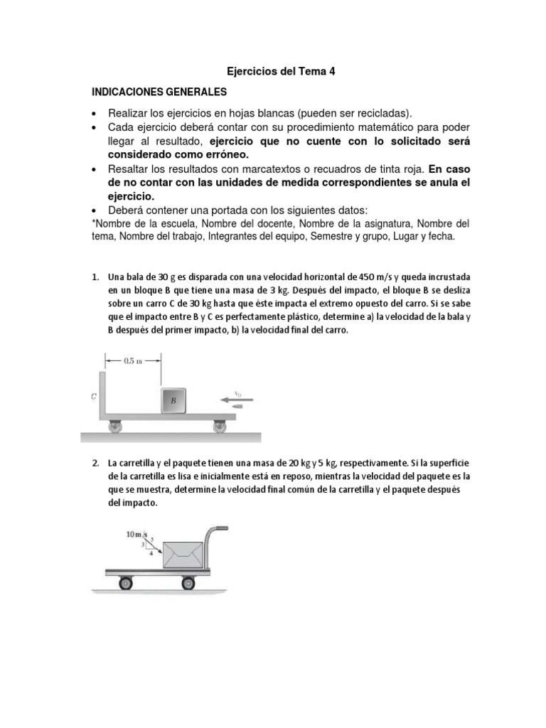 Ejercicios Tema 4 | PDF | Proyectiles