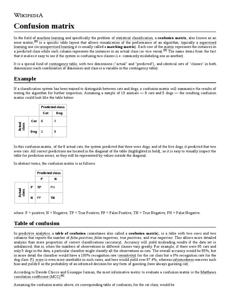 Confusion Matrix | PDF | Statistics | Statistical Analysis