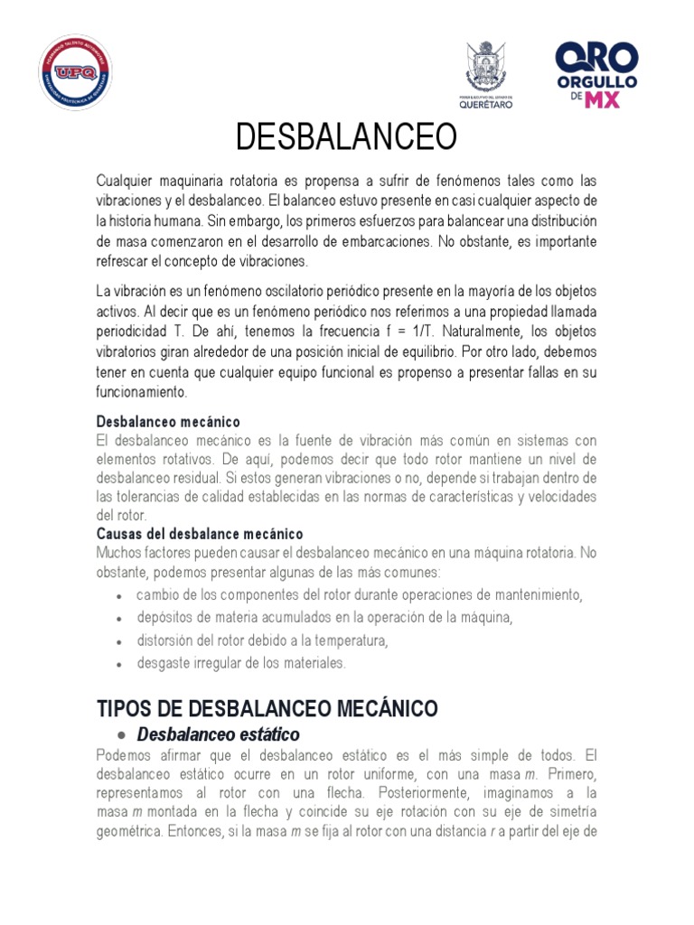 DESBALANCEO | PDF | Rodamiento (Mecánico) | Rotación