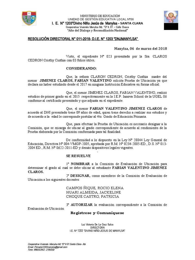 Resolución Directoral N Prueba de Ubicacion | PDF