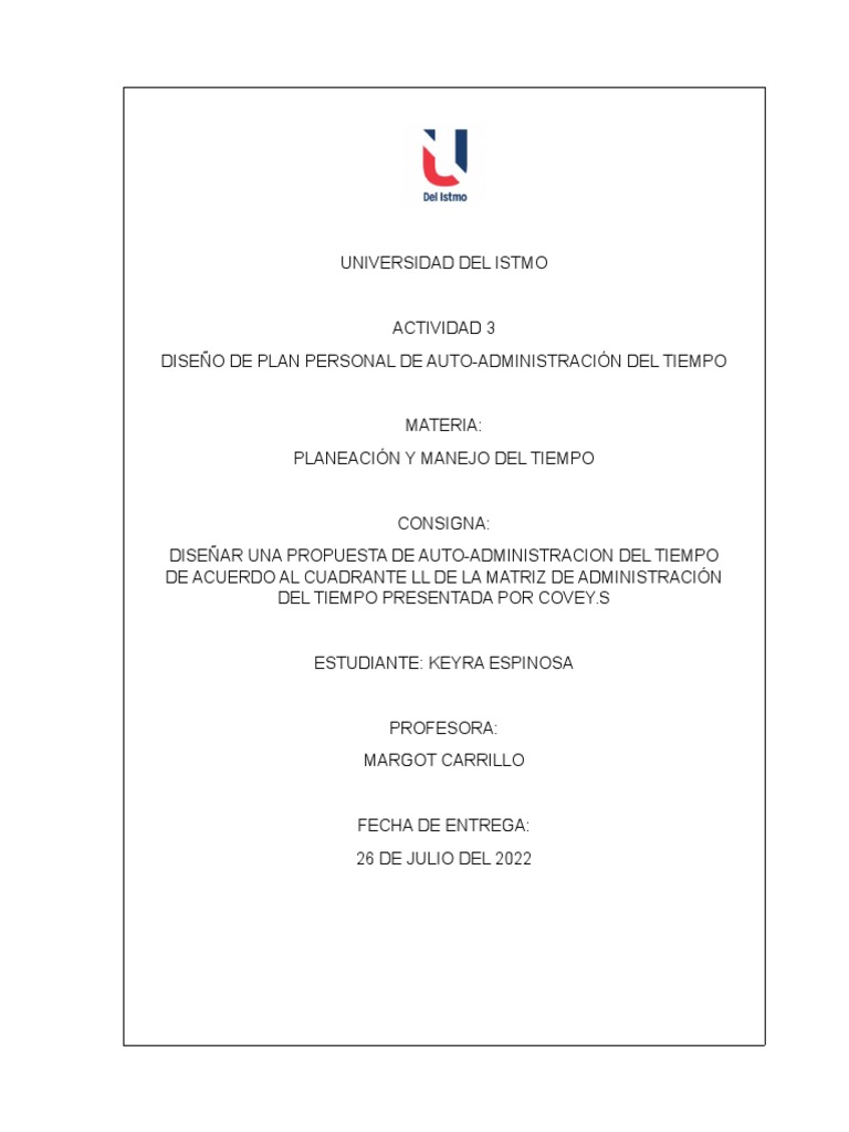 Actividad 3 de Planeacion y Manejo Del Tiempo | PDF