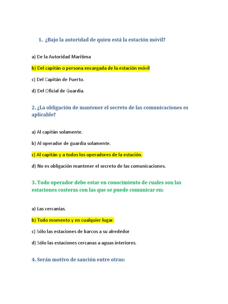 Preguntas Con Respuestas RADIO OPERADOR | PDF | Ingeniería en ...