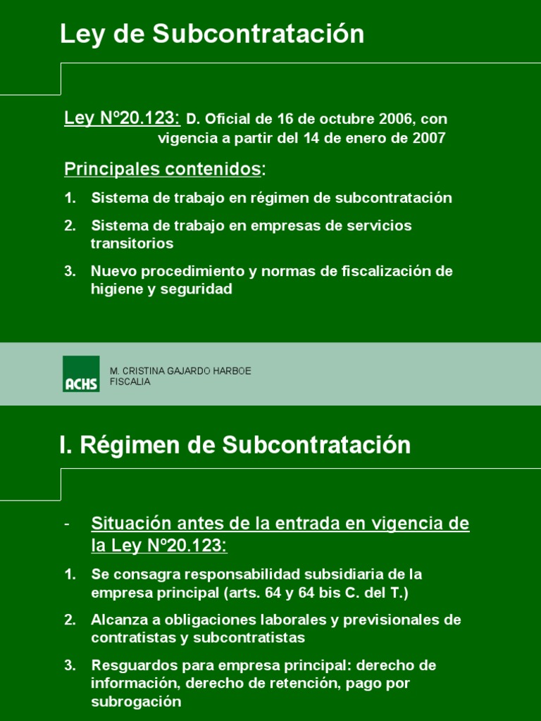 Ley Subcontratación General 2006 | PDF | Outsourcing | Business
