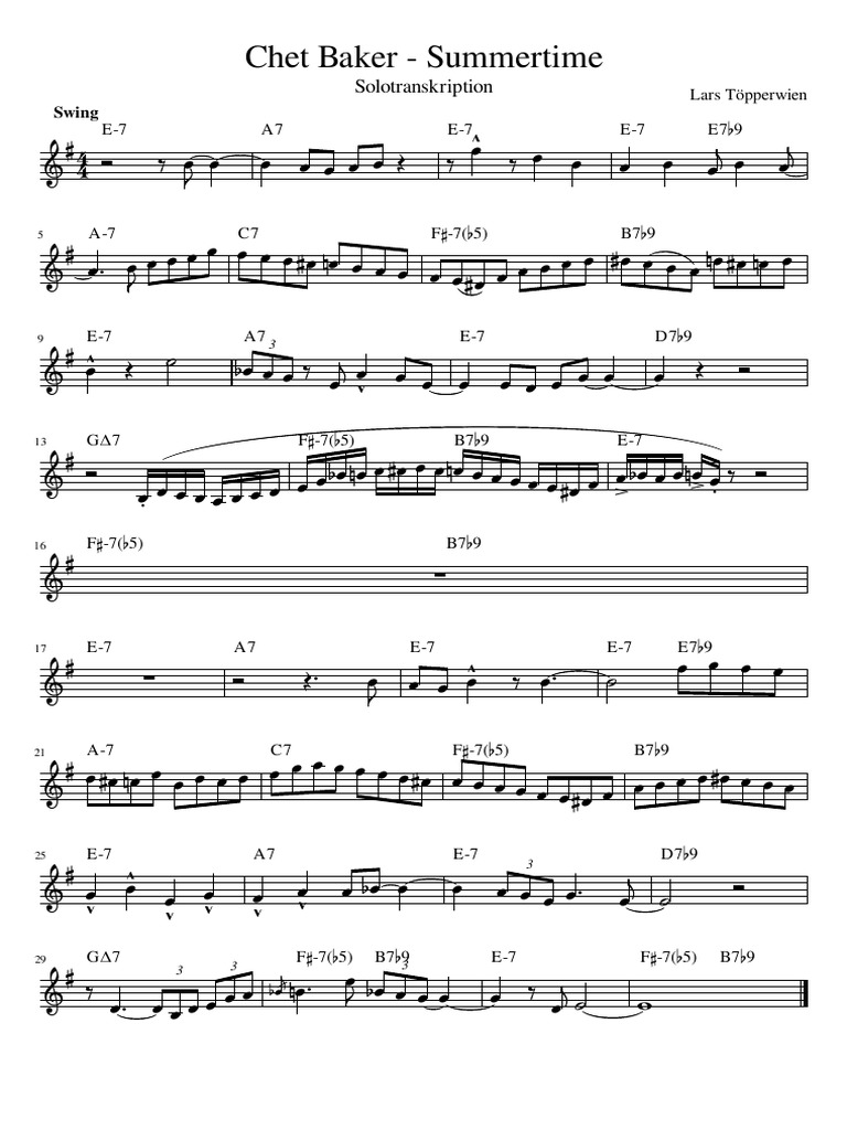 Chet Baker Summertime PDF | PDF