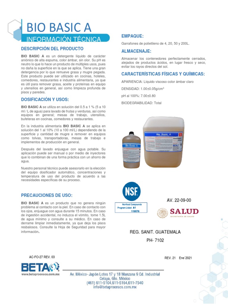 Bio Basic A - FT | PDF | Agua | Sustancias químicas