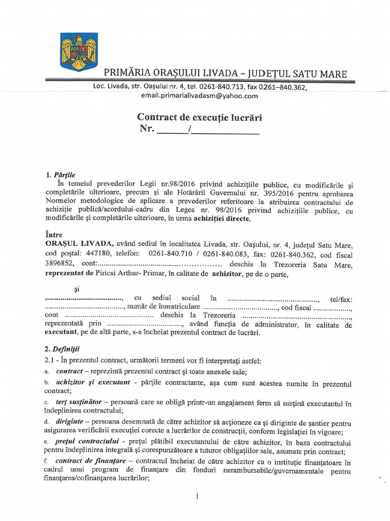 Model - Contract de Executie Lucrari-Semnat | PDF