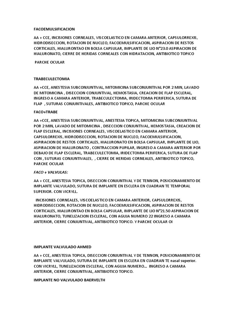 Informes Operatorios | PDF | Sistema visual | Ojo humano