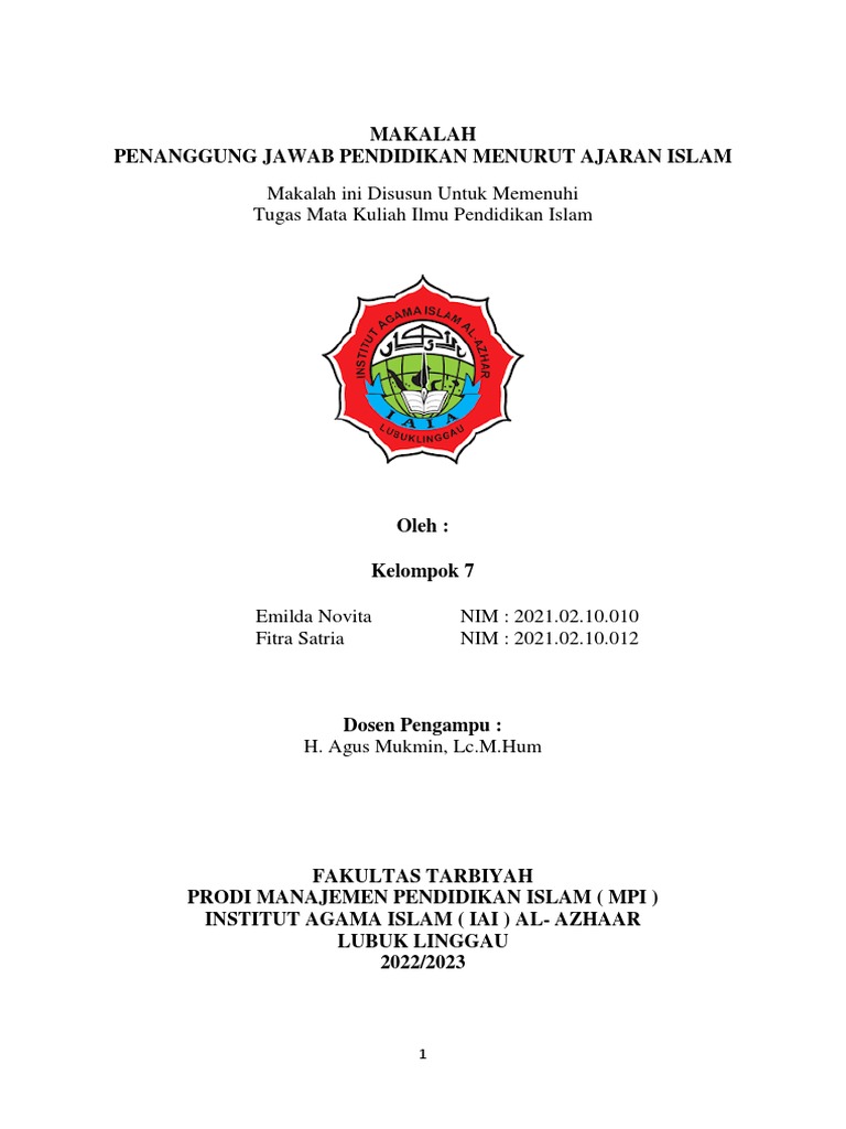 TANGGUNG JAWAB PENDIDIKAN ISLAM | PDF TANGGUNG JAWAB PENDIDIKAN ISLAM | PDF