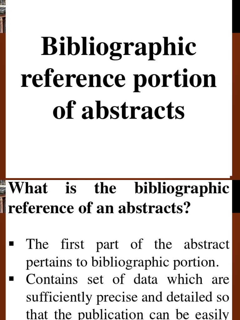 Bibliographic Reference Portion of Abstracts | Download Free PDF ...