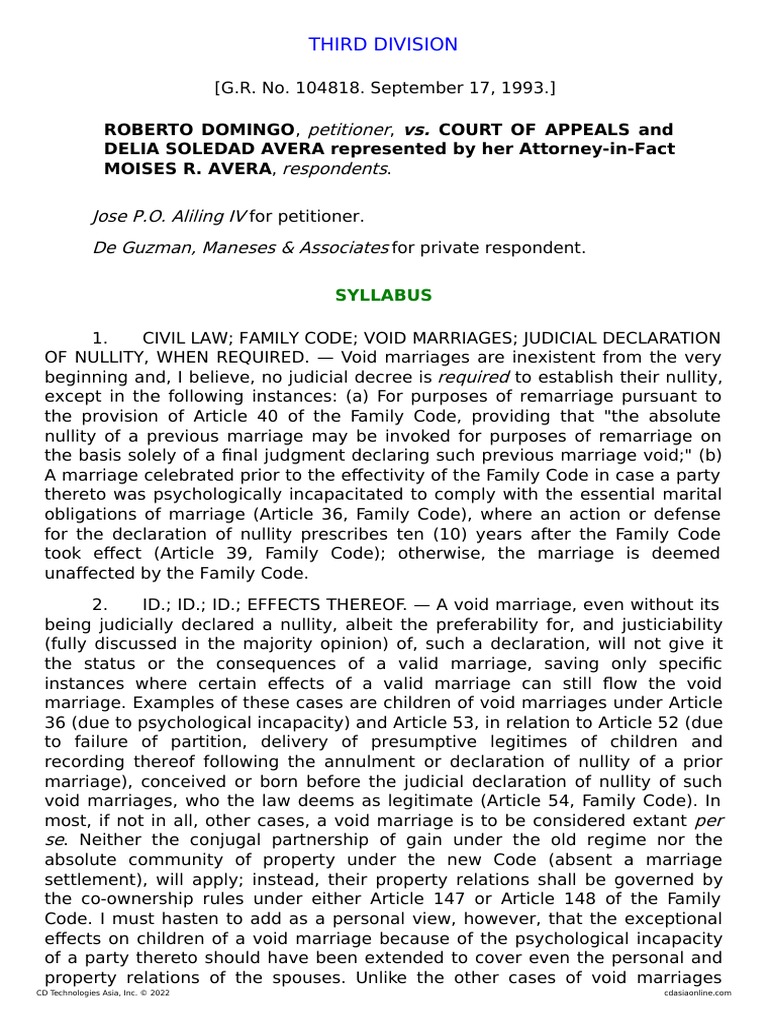 Declaration of Nullity of Marriage Case | PDF | Annulment | Marriage