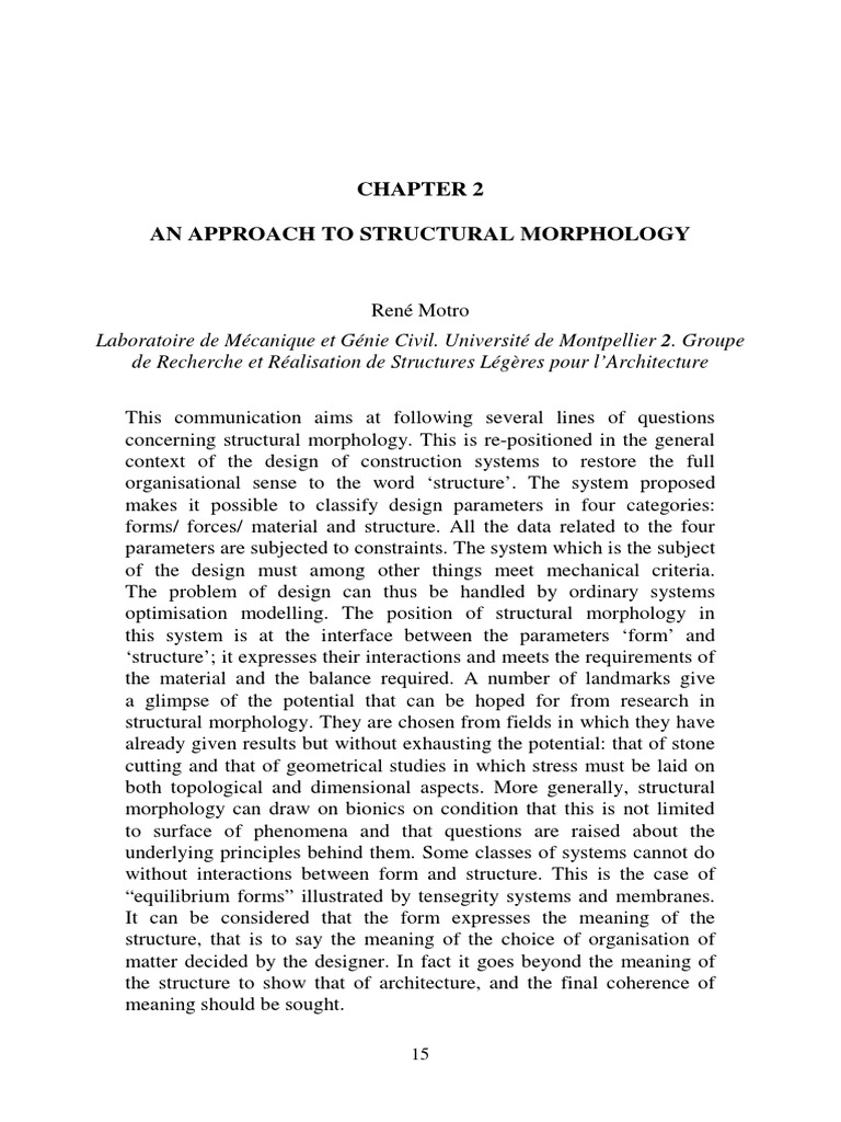 Motro - 2009 - An Approach To Structural Morphology | PDF