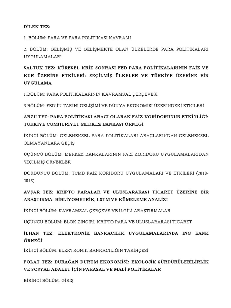 TEZ BÖLÜMLERİ | PDF