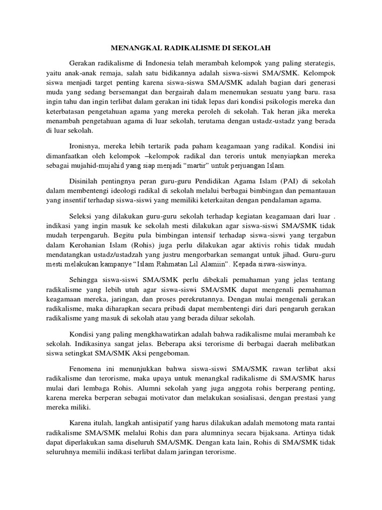Menangkal Radikalisme Di Sekolah | PDF