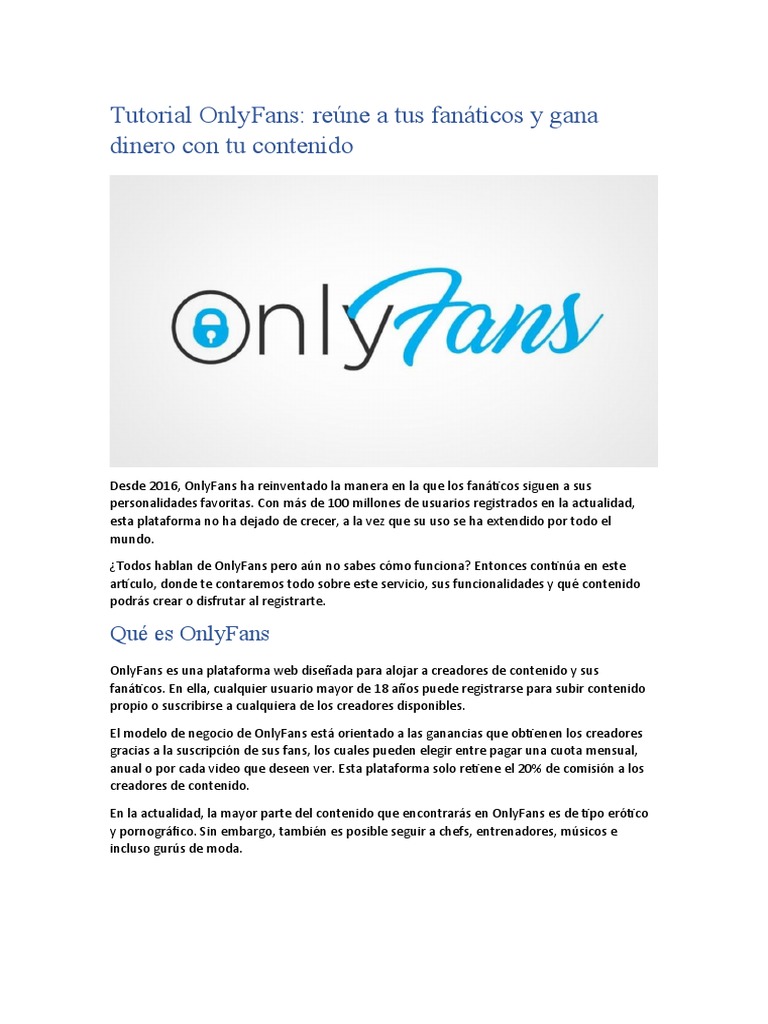 Cómo crear y usar OnlyFans para ganar dinero | PDF | Chat en linea ...