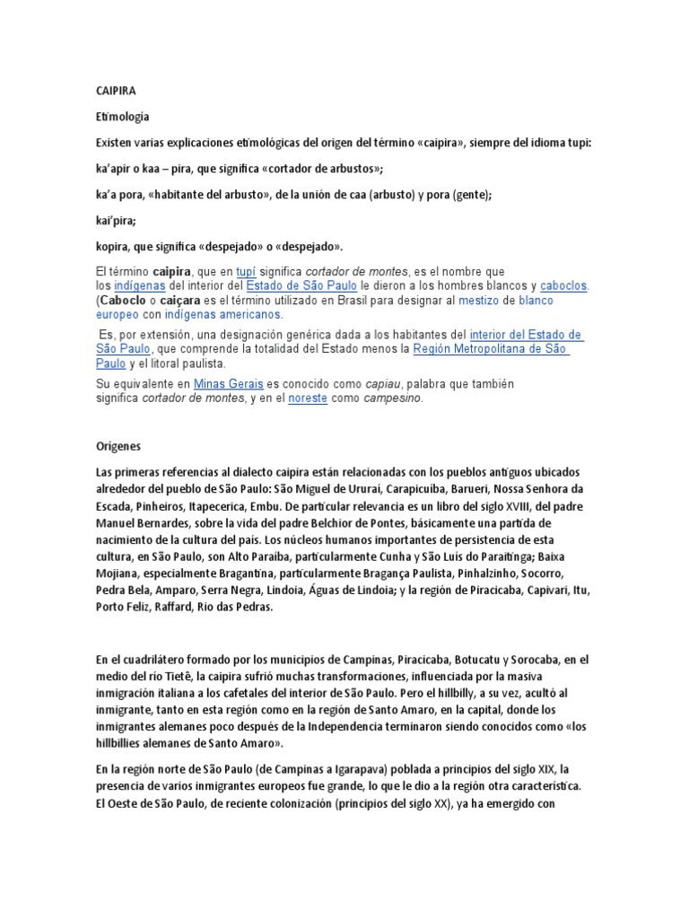 Origen y significado del término caipira | PDF | Brasil
