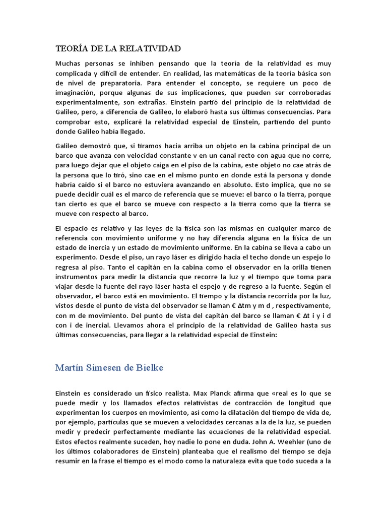 Teoria de La Relatividad | PDF