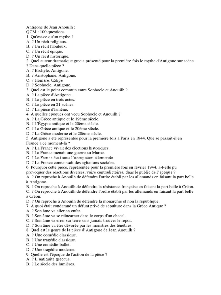 Antigone Question Reponse - 2 | PDF