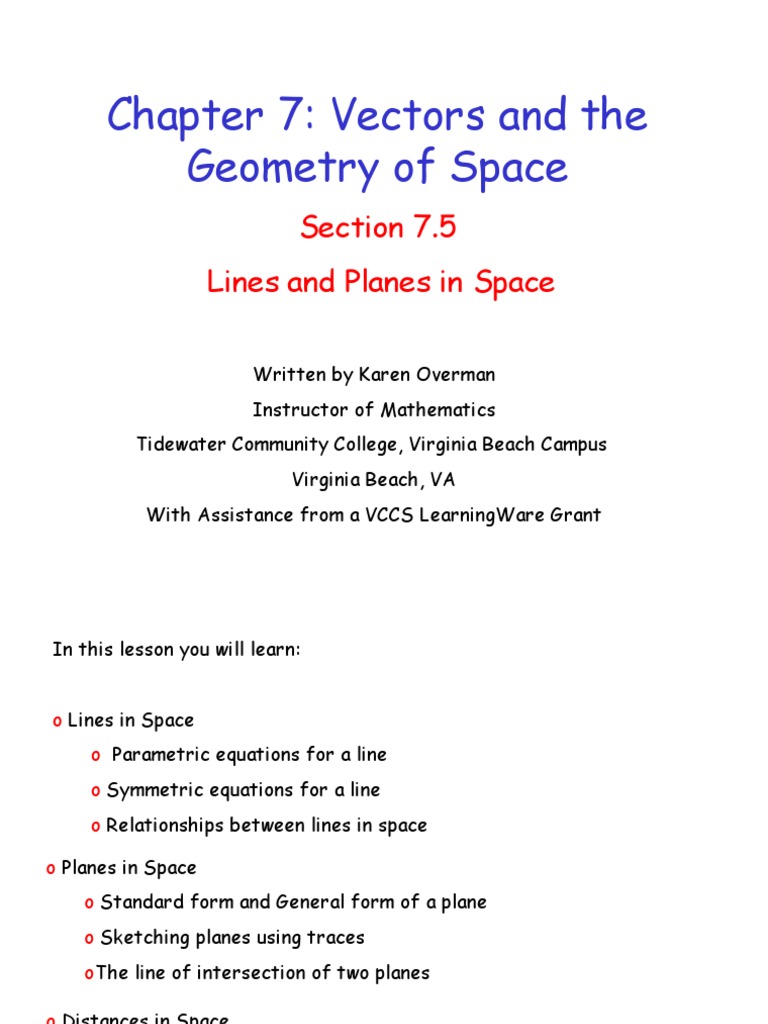 7.5lines and Planes in Space | PDF