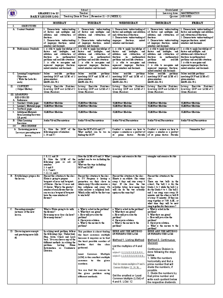 DLL Math G4 Q2 W3 | PDF | Elementary Mathematics | Arithmetic