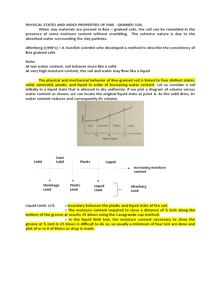 Atterberg Limits and Soil Consistency | PDF