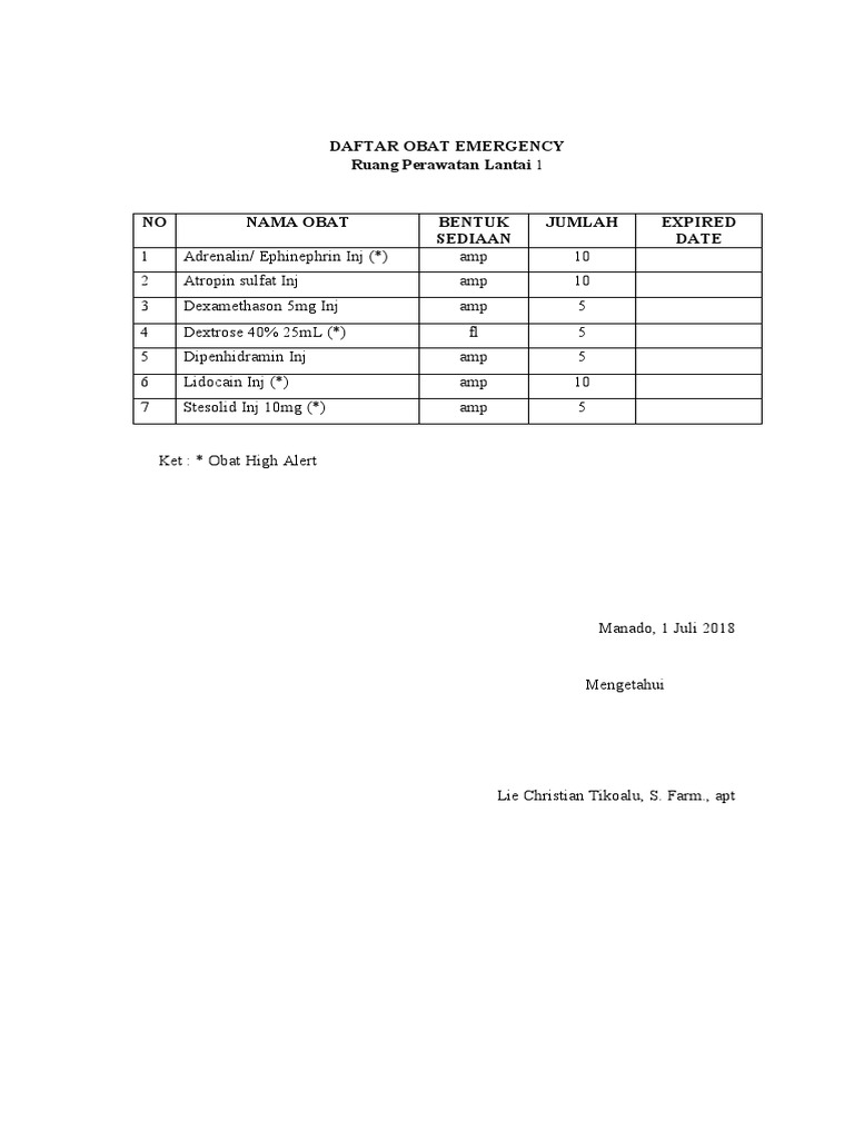 Daftar Obat Emergency Pdf