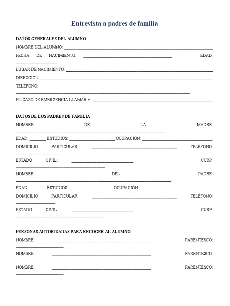 Entrevista A Padres de Familia | PDF | Ciencias de la Salud