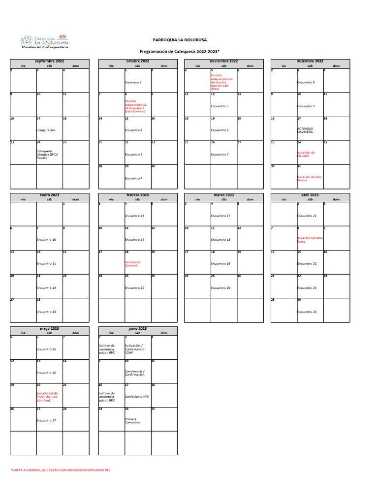 Catequesis Programacion 22-23 | PDF