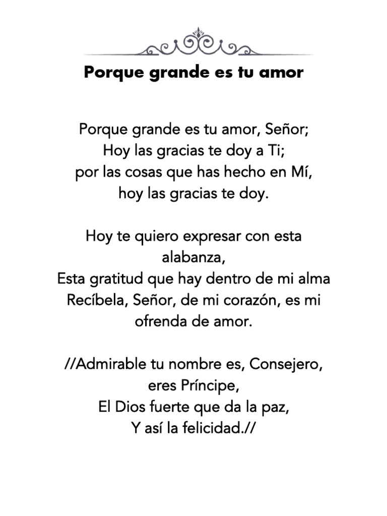 Porque Grande Es Tu Amor | PDF
