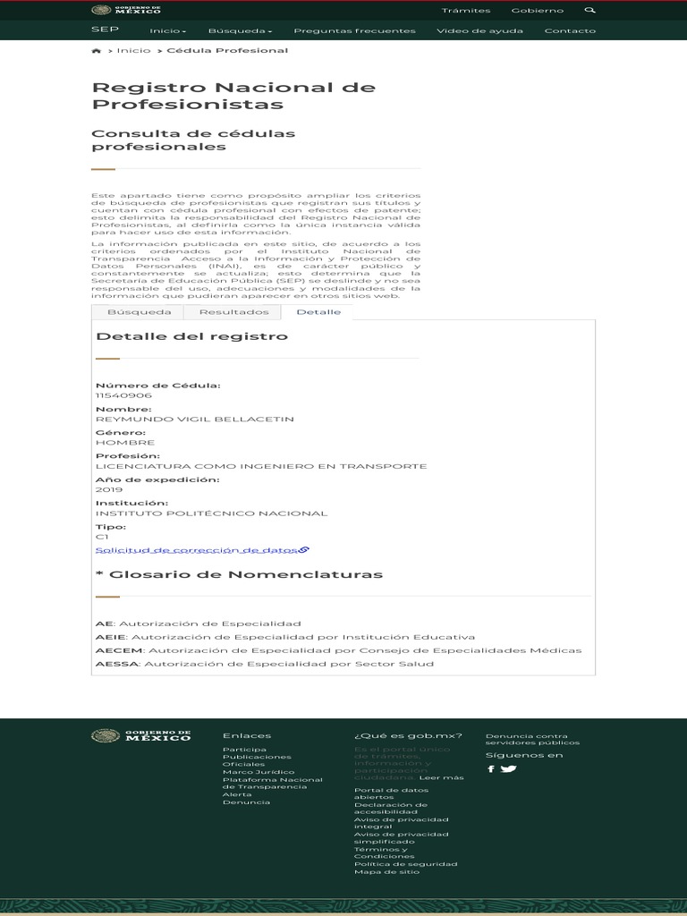 Registro Nacional de Profesionistas | Descargar gratis PDF | Sitios web ...