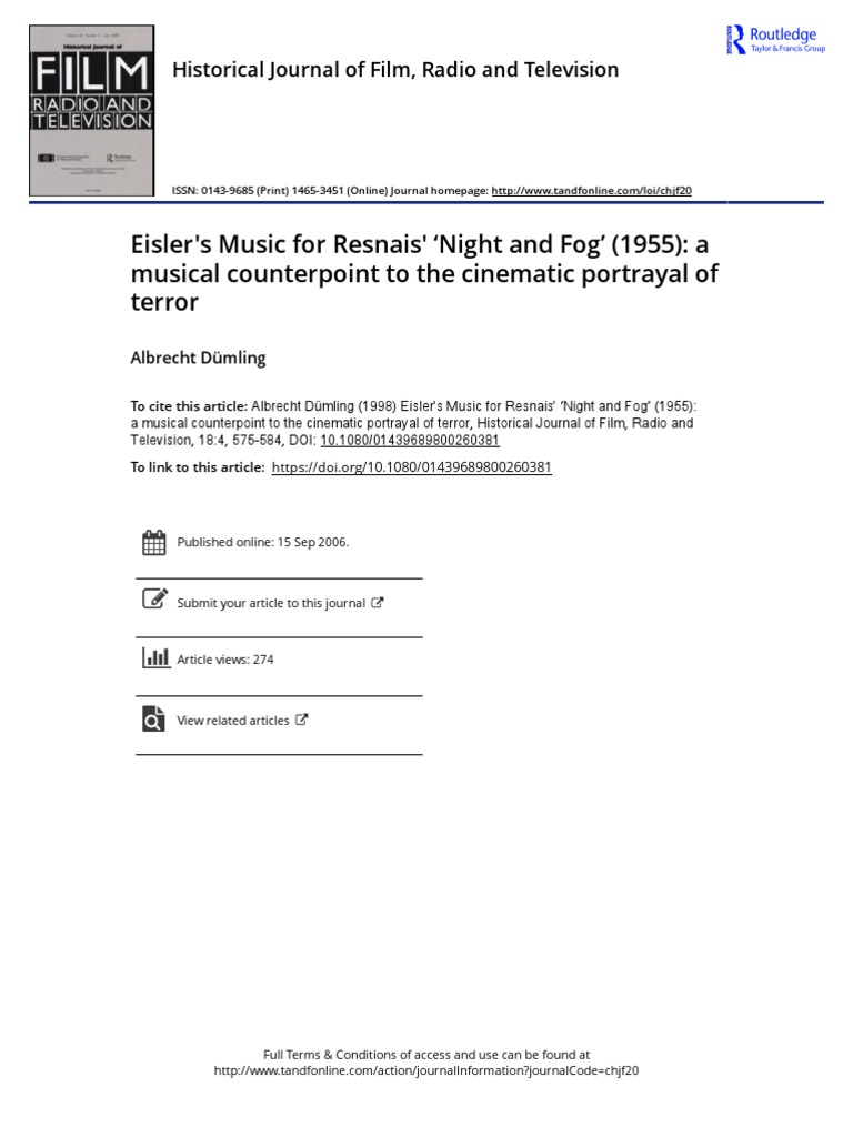 Eisler's Score for Night and Fog Film | PDF