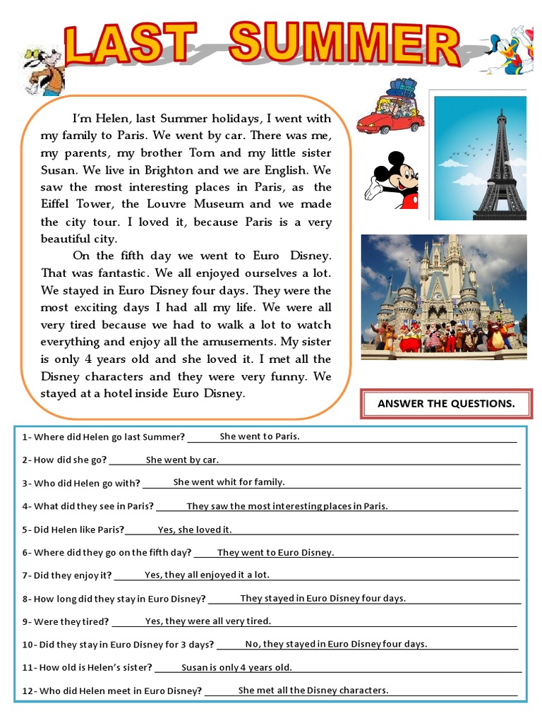 Reading (Past Simple) . | PDF